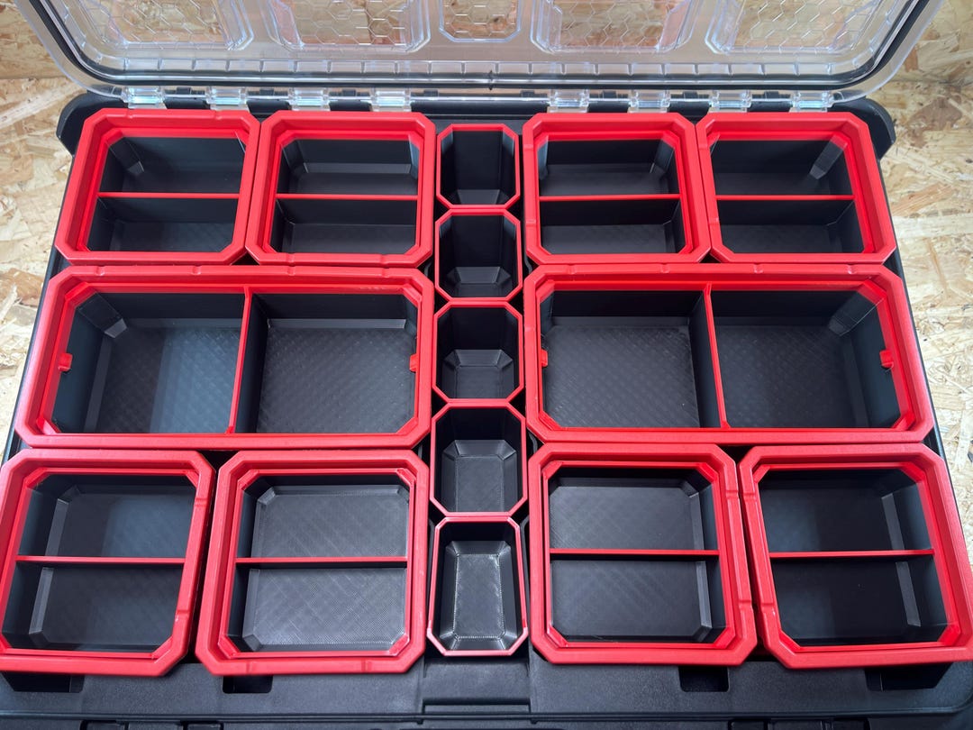 Milwaukee Deep PACKOUT Organiser Black & Red Compatible Bins Nesting ...