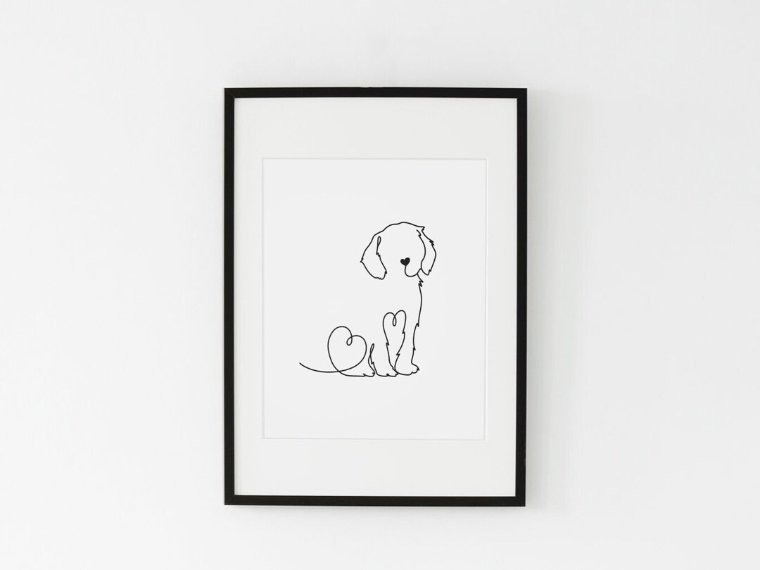 Cockapoo Line Drawing Cute Puppy Dog Digital Download Print Minimalist ...