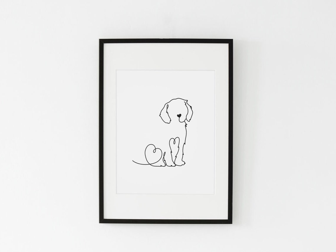 Cockapoo Line Drawing Cute Puppy Dog Digital Download Print Minimalist ...