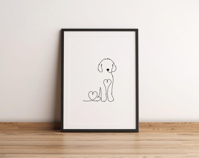 Labradoodle Line Drawing Cute Puppy Dog Digital Download Print ...
