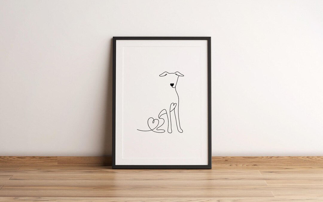Greyhound Line Drawing Cute Puppy Dog Digital Download Print Minimalist ...