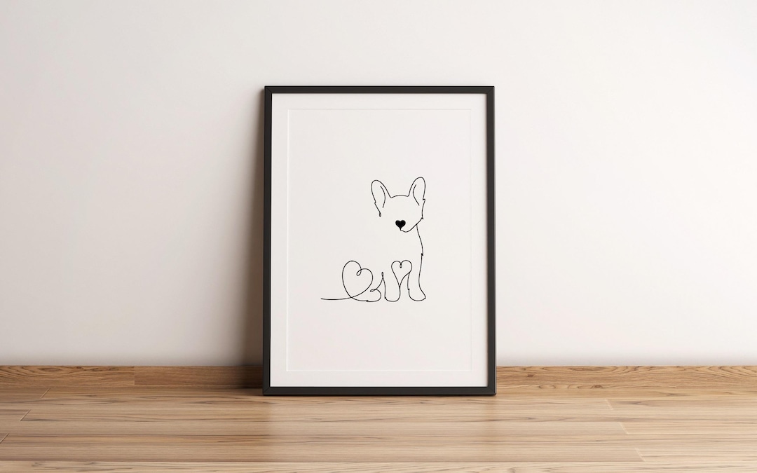 Corgi Line Drawing Cute Puppy Dog Digital Download Print Minimalist ...