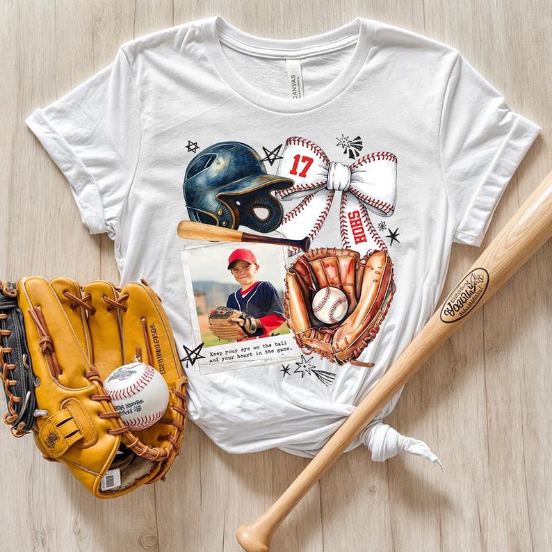 Baseball Custom Photo Canva Template Editable Baseball Glove Helmet Bow ...