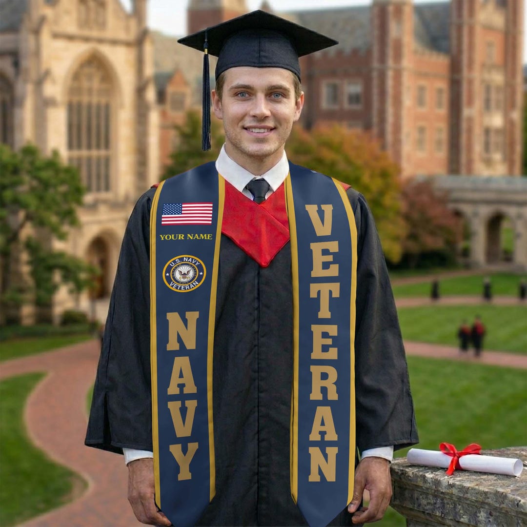 Personalized US Navy Graduation Stole, Class of 2026 Navy Stole, US ...