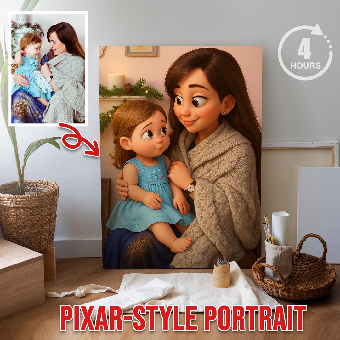 Pixar Art Style Portrait 3D Cartoon Style Portrait Personalized Cartoon ...