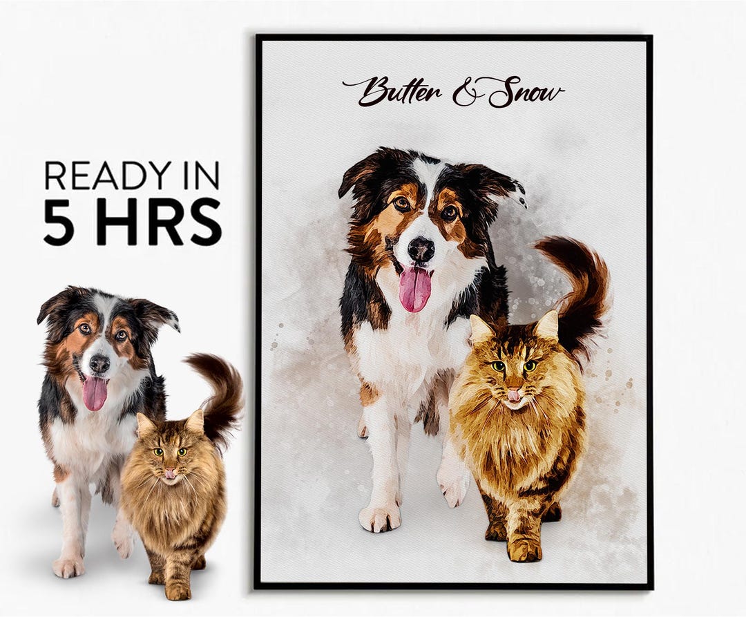 Personalized Digital Dog Portraits With Pet Photos, Custom Pet ...
