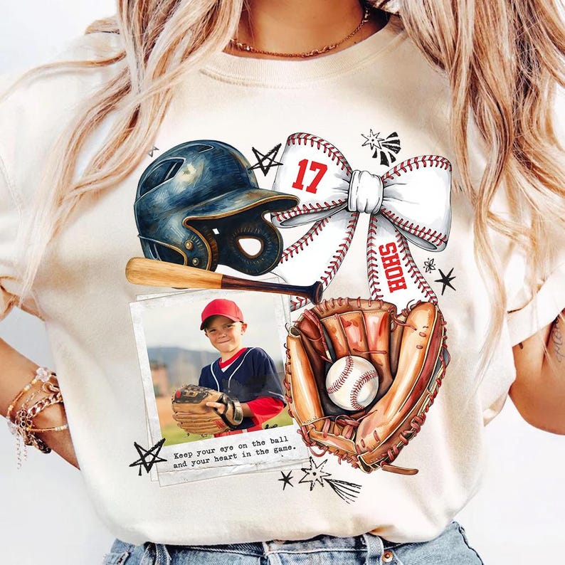 Baseball Custom Photo Canva Template Editable Baseball Glove Helmet Bow ...