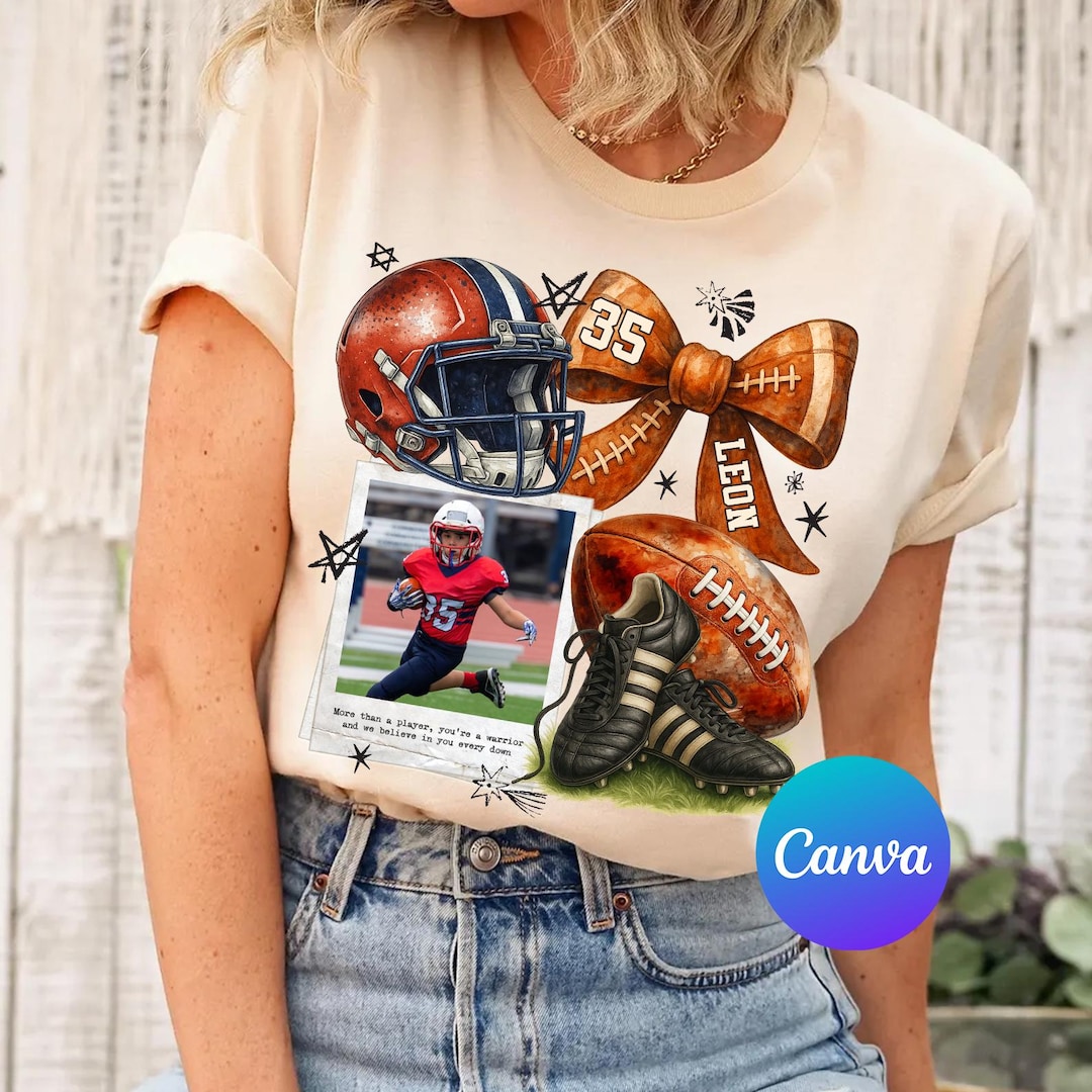 Canva Template Editable Football Design for Kids Photo Custom Name and ...