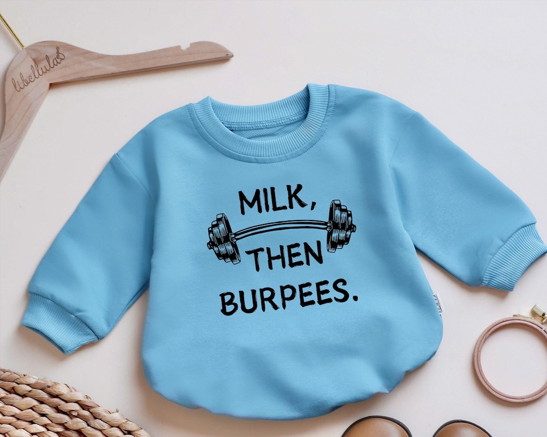 Milk Then Burpees Baby Romper, Funny Baby Bodysuit, Baby Shower Gift ...