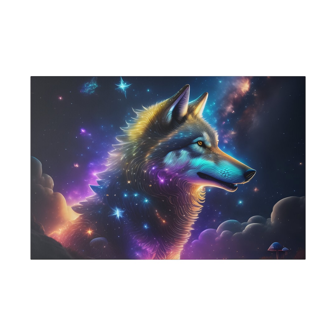 Cosmic Wolf Canvas Art: Starry Galaxy Wall Decor - Etsy