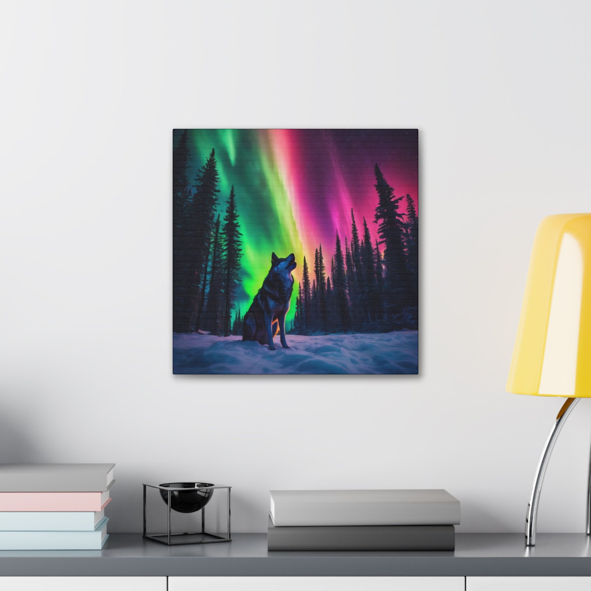Wolf Wall Art Northern Lights Wolf Decor Wolf Decor Wolf - Etsy