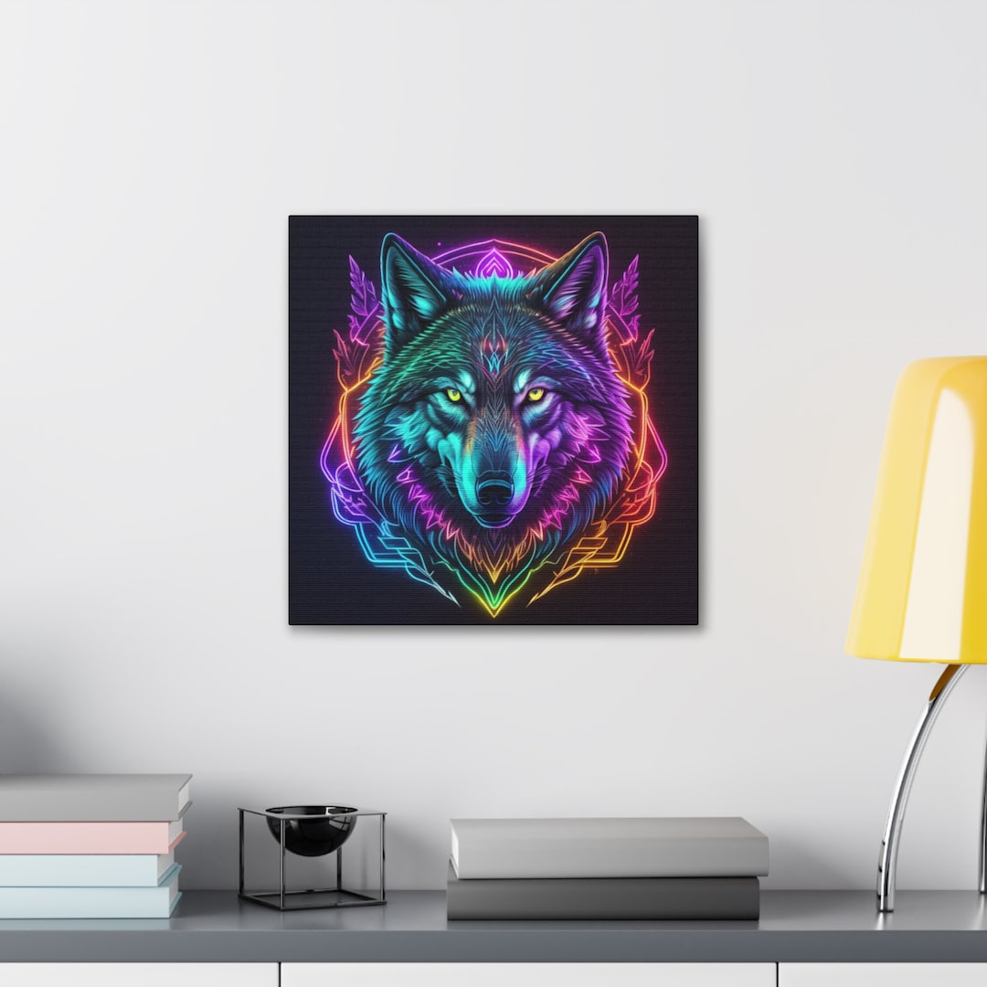 Neon Wolf Art, Bright Wolf Art, Vibrant Wolf Art, Psychedelic Wolf ...
