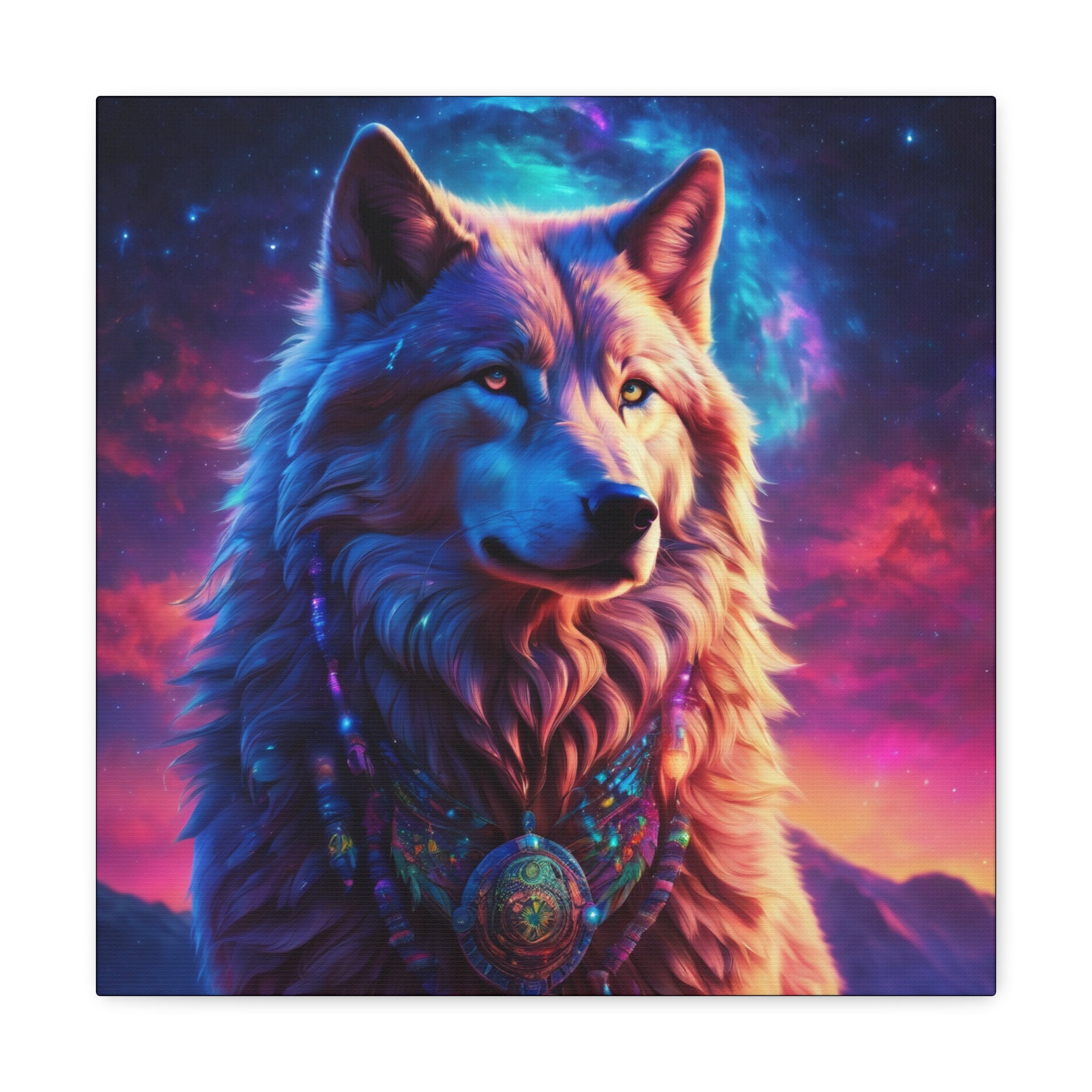 Neon Wolf Art, Totem Wolf, Bright Wolf Art, Vibrant Wolf Art ...