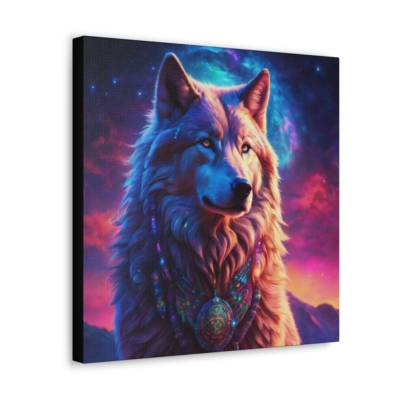 Neon Wolf Art, Totem Wolf, Bright Wolf Art, Vibrant Wolf Art ...