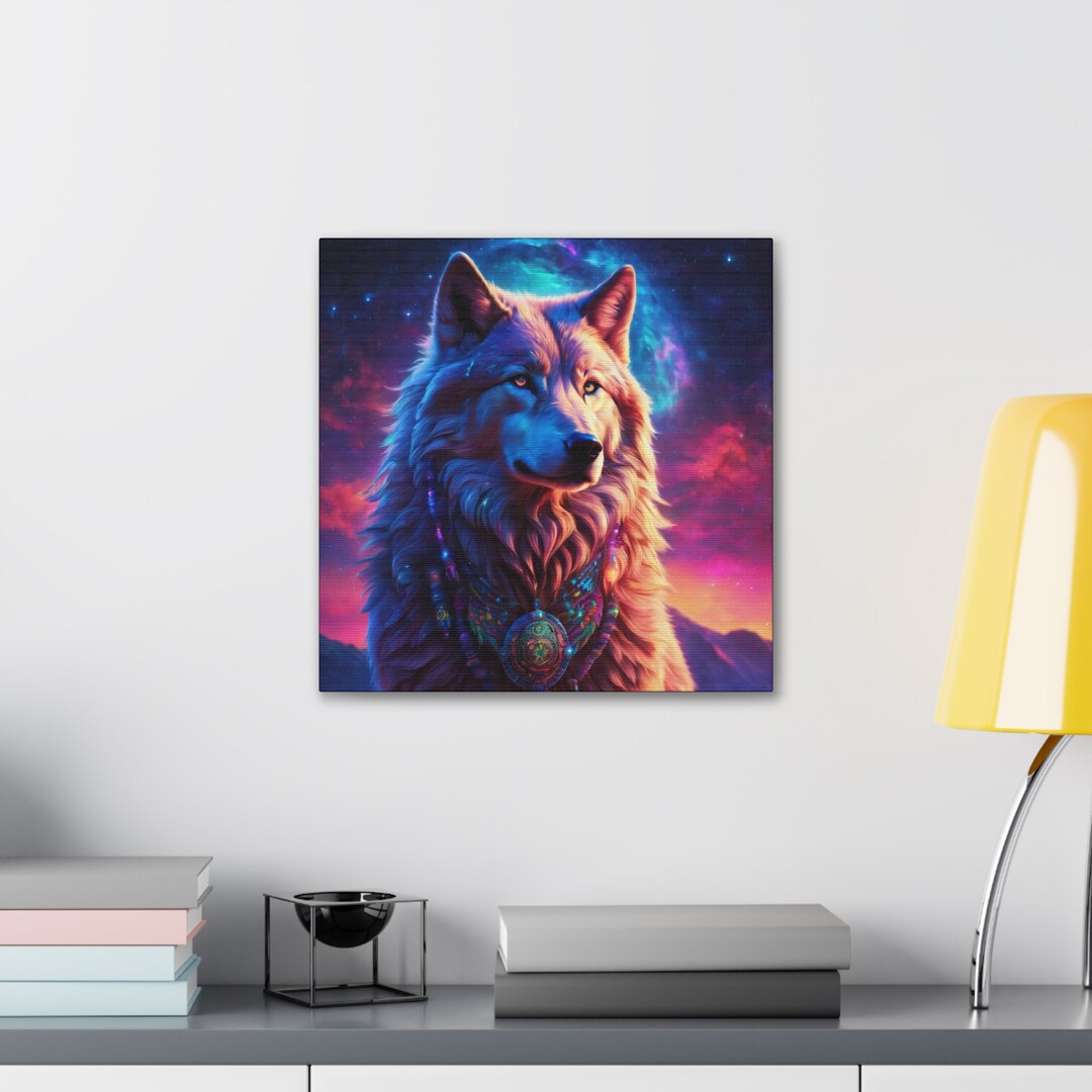 Neon Wolf Art, Totem Wolf, Bright Wolf Art, Vibrant Wolf Art ...