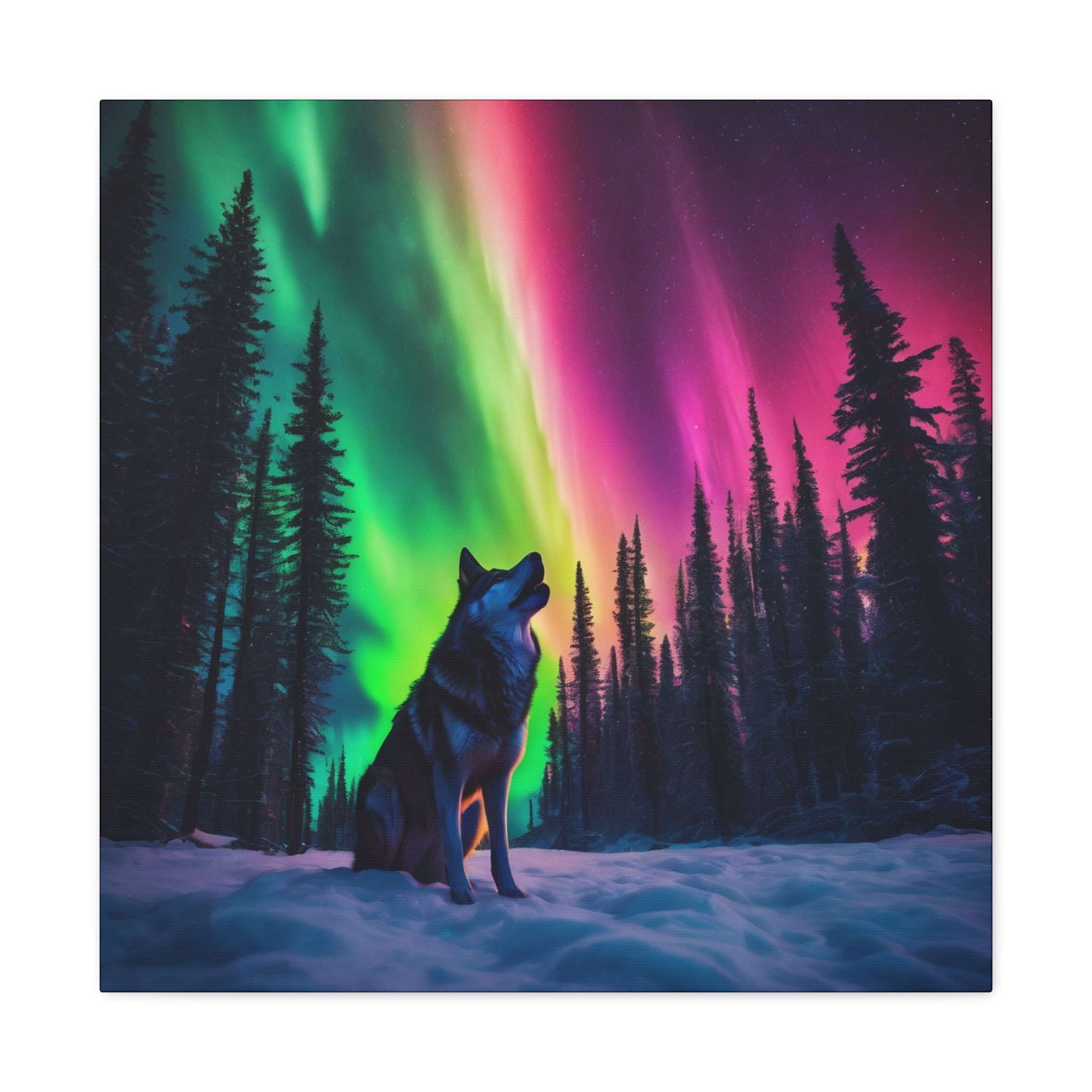 Wolf Wall Art Northern Lights Wolf Decor Wolf Decor Wolf - Etsy