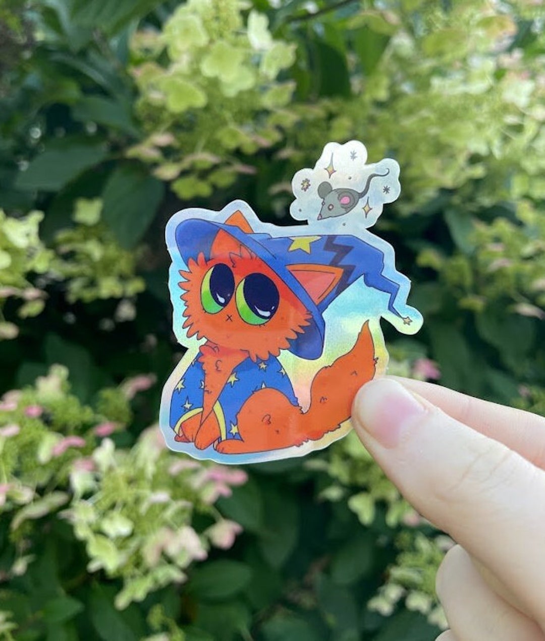 Wizard Cat Sticker - Holographic, Water Proof Free Shipping - Etsy