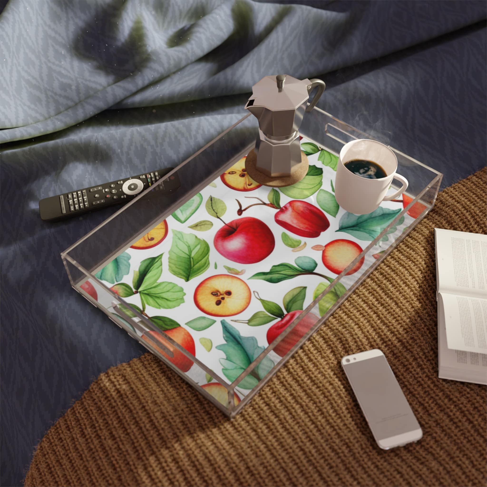 Acrylic Serving Tray, Plant Tray, Apple Tray, Watercolor Acrylic Tray ...