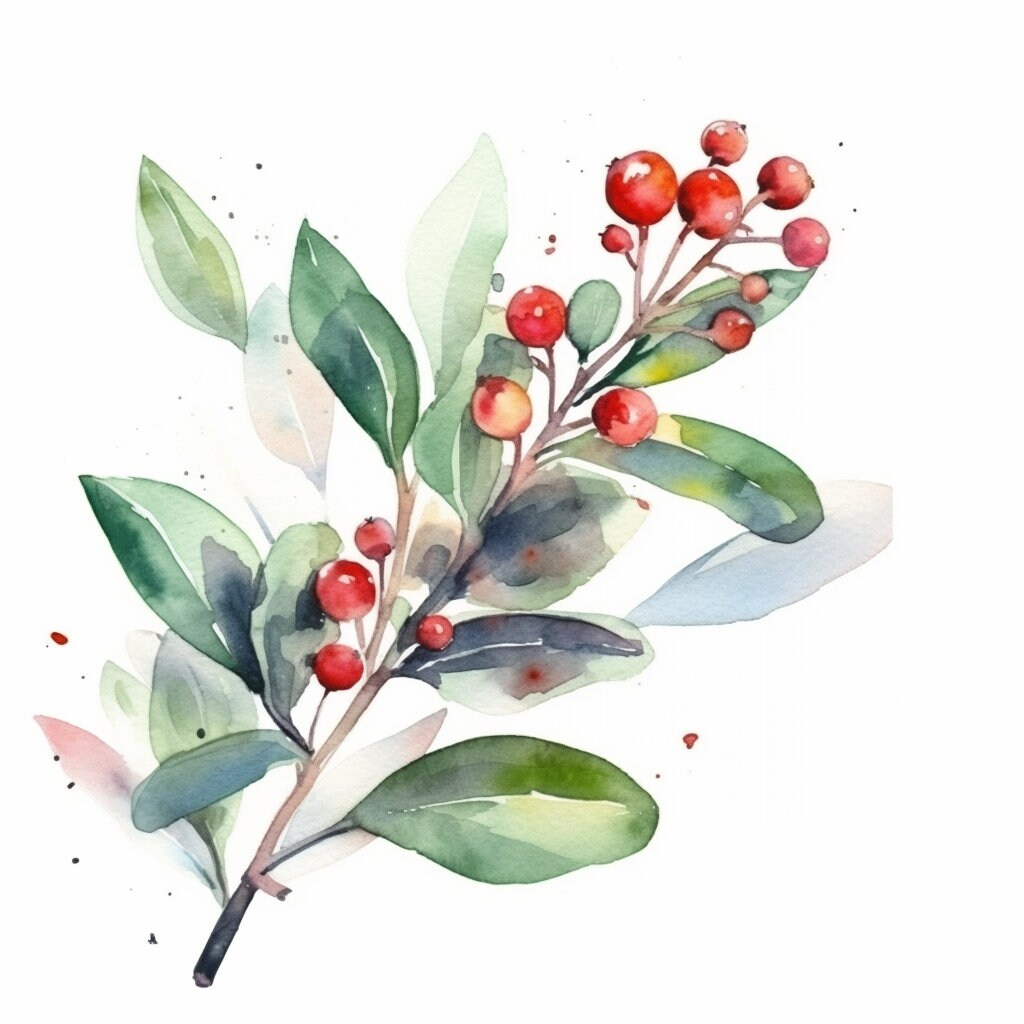 Mistletoe Digital Watercolor Print - Etsy