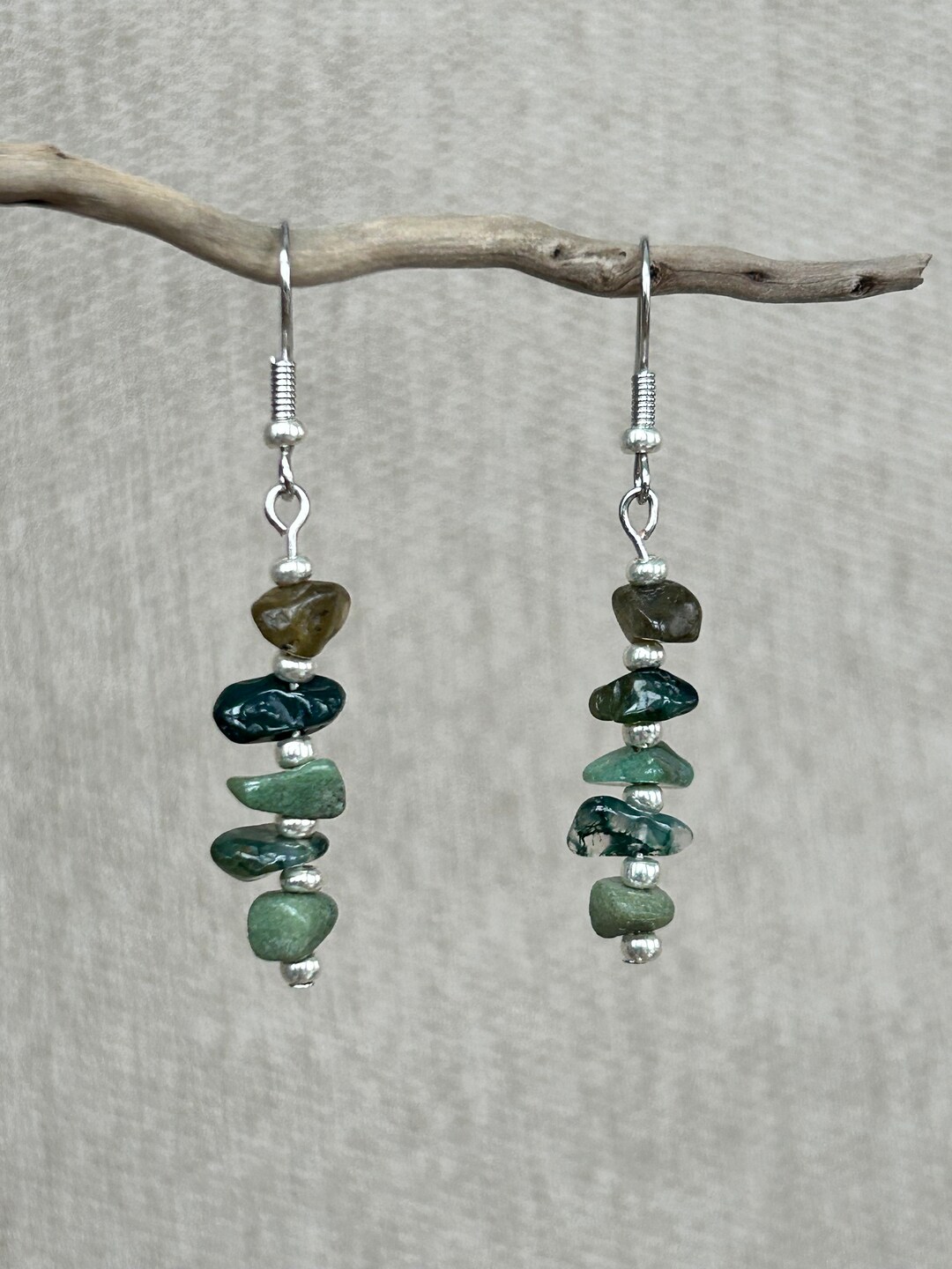 Fancy Jasper Stone Earrings - Silver - Etsy