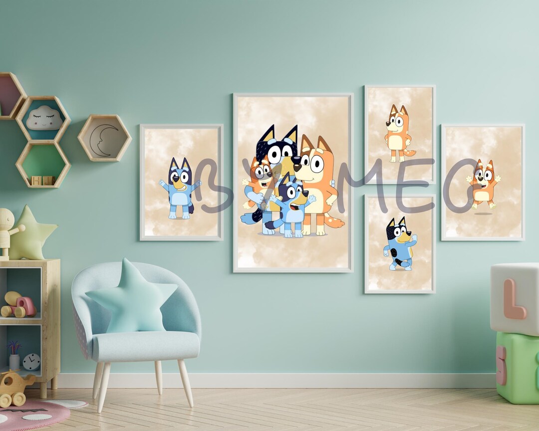 Bluey Character Wall Print | Digital Download | Children's Wall Art - Etsy
