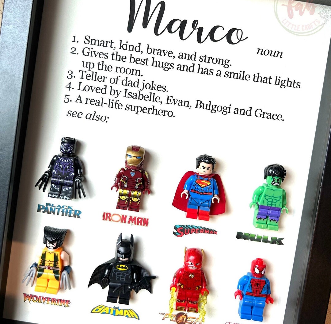 Superhero Minifigures Frame, Christmas Gift for Dad, Unique Father's ...
