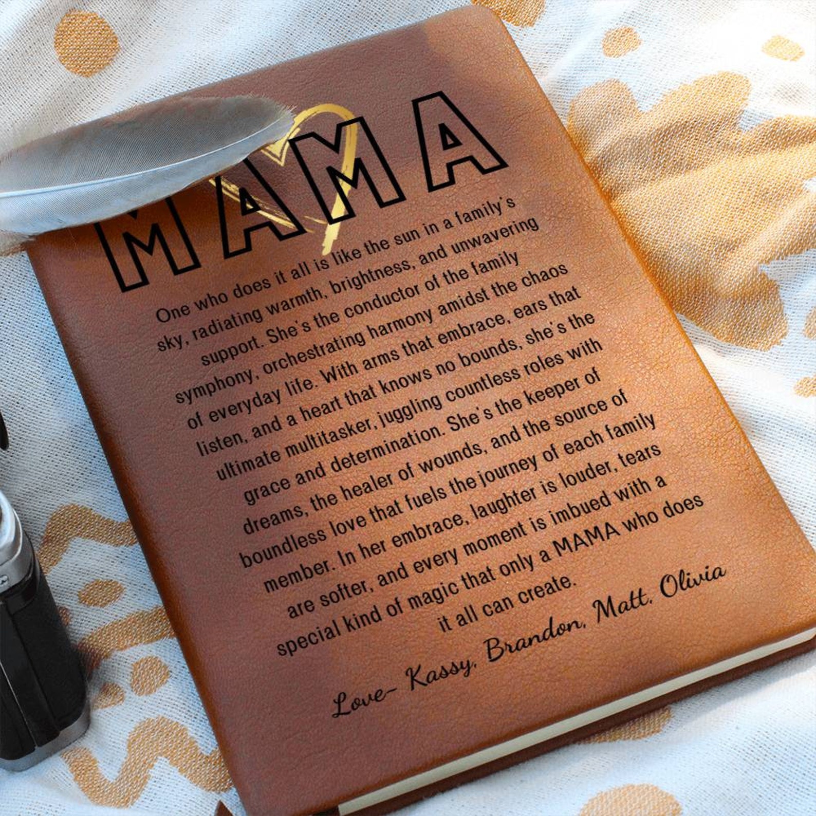 Personalized Mama Journal With Kids Names, Custom Message Gift for Mom ...