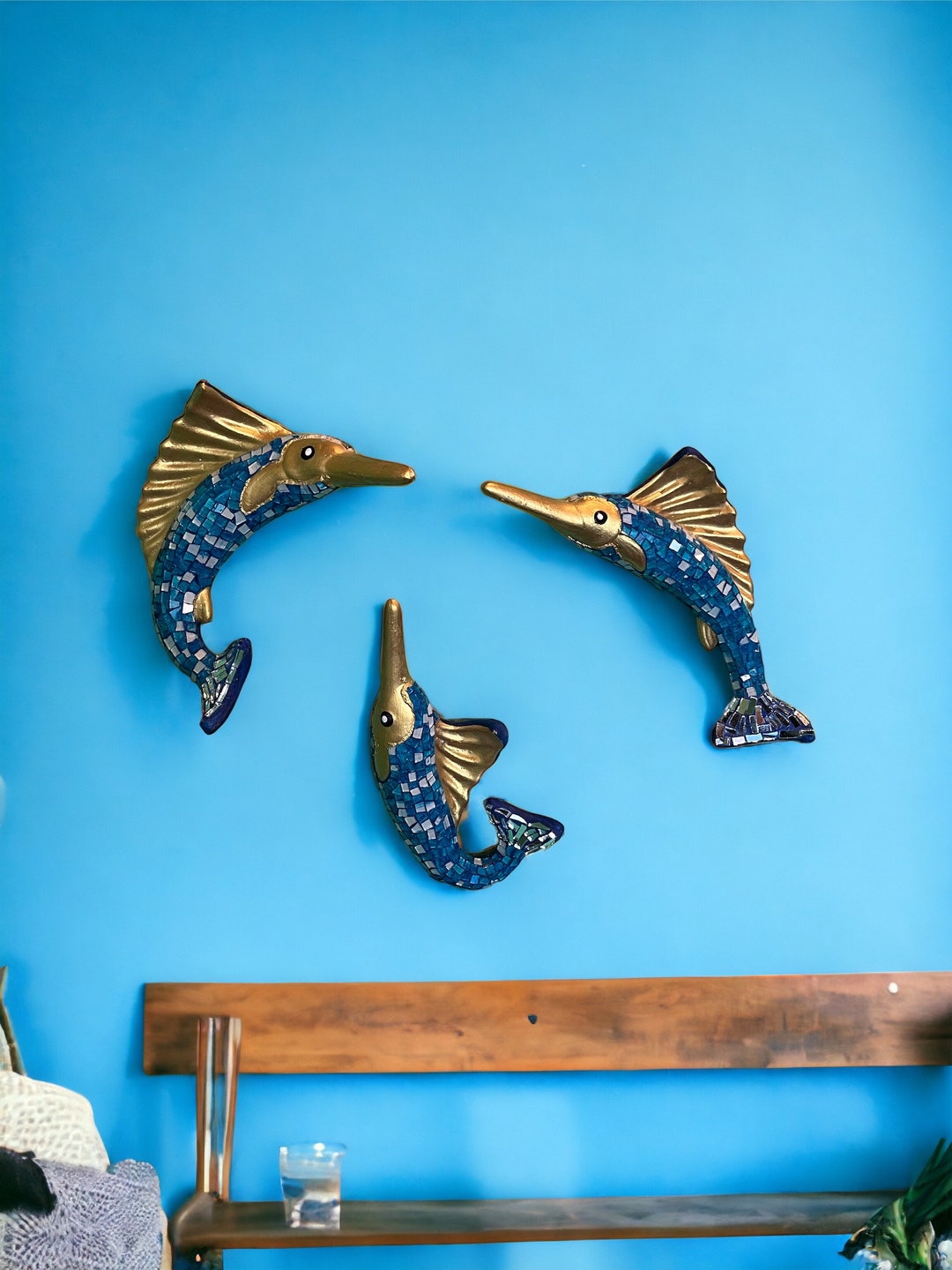 Set of Swordfish Wall Decor - Mosaic - Decor - Handcrafted - Etsy