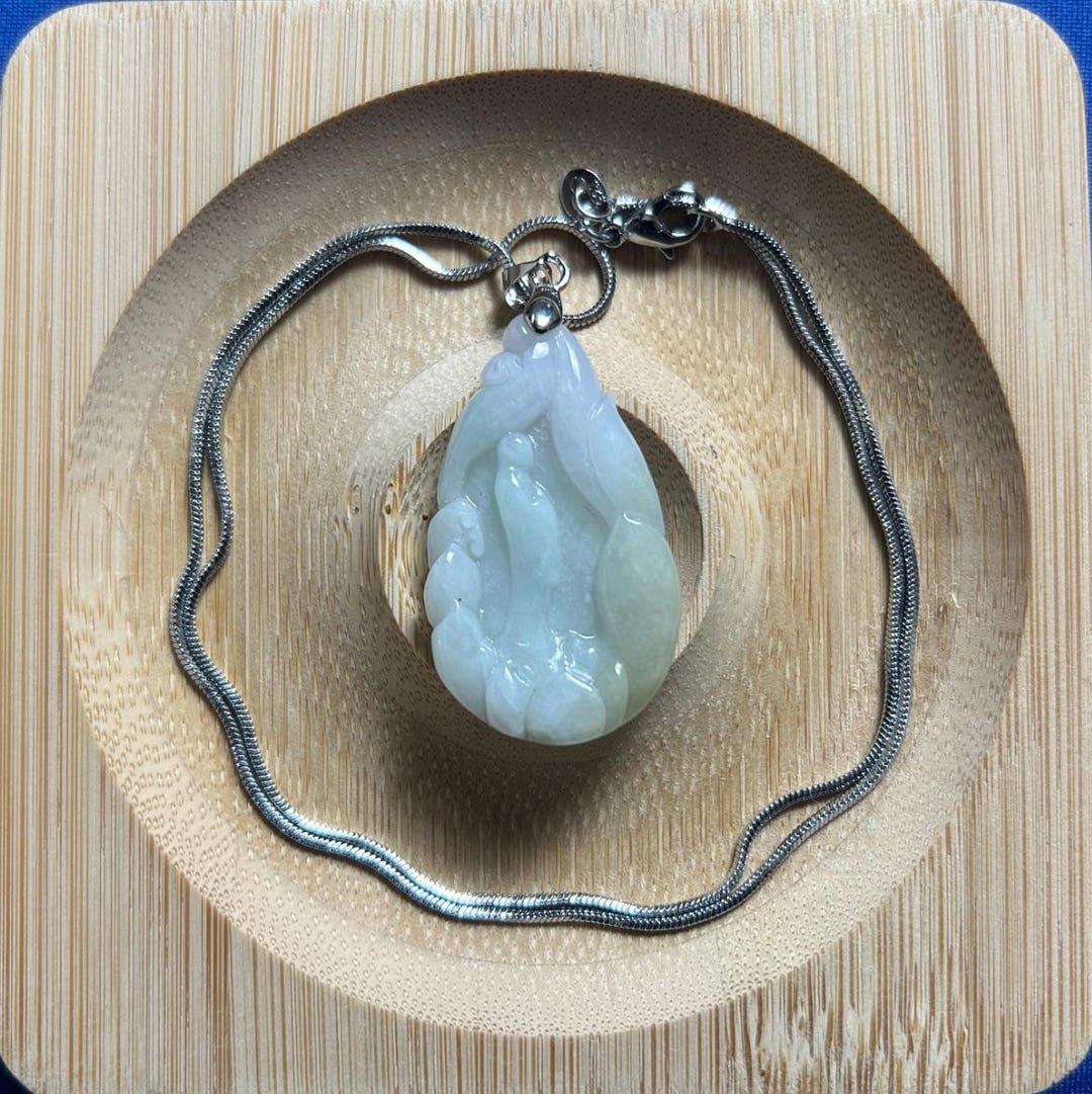 Handmade Jade Monk Pendant: Natural Jadeite Necklace, 18in Chain - Etsy