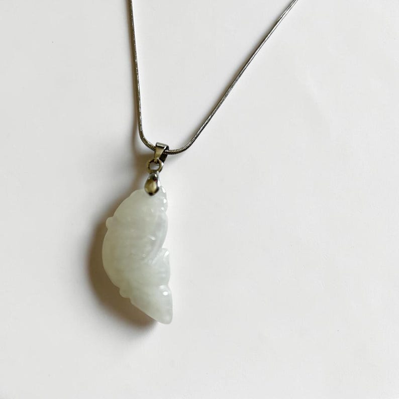 Fish Jade Pendant, Natural Jadeite Necklace, Hand Carved Jade Jewelry ...
