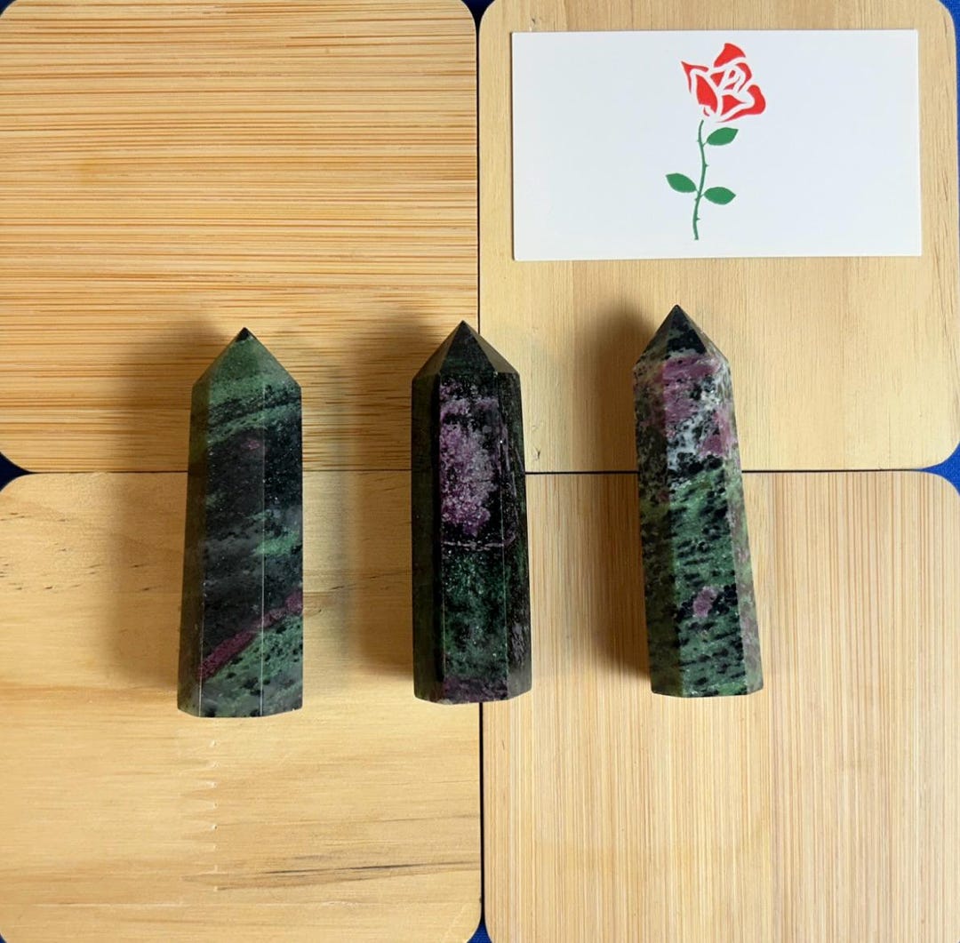 Ruby Zoisite Tower-ruby Zoisite Point, Natural Ruby Zoisite Stone Obelisk Wand, Metaphysical ...
