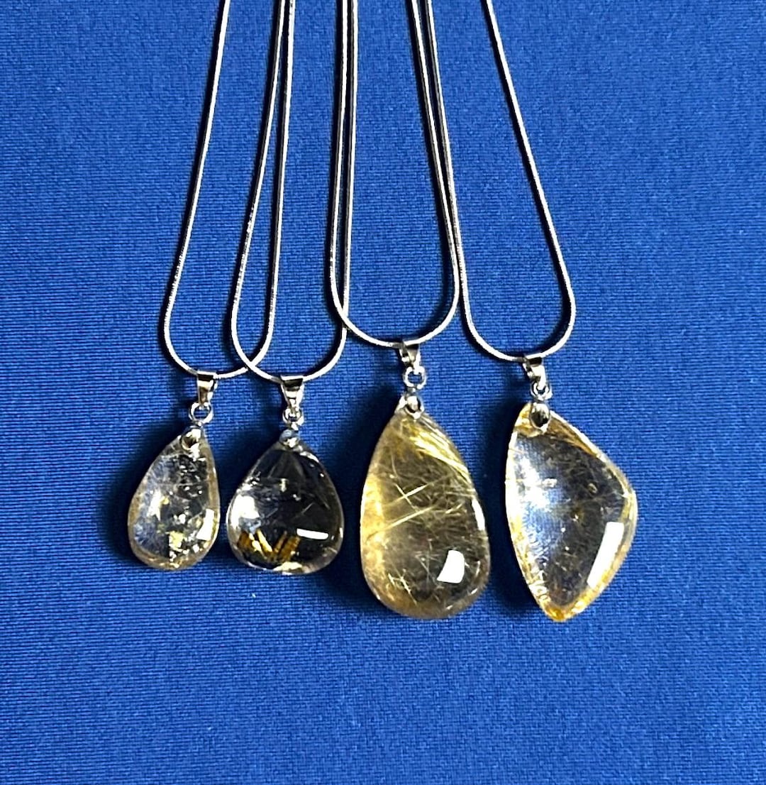 Rainbow Titanium Quartz Pendant Necklace: Raw Crystal Healing Jewelry ...