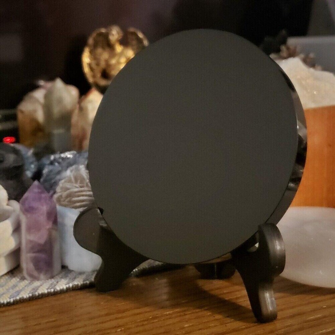 Natural Obsidian Scrying Mirror – Polished Black Crystal Plate With ...