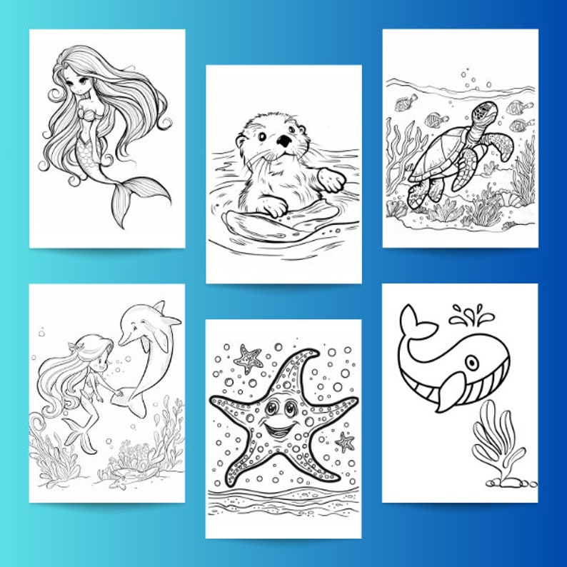 UNDERWATER ADVENTURES: Sea Animals and Mermaids Coloring Book for Kids ...