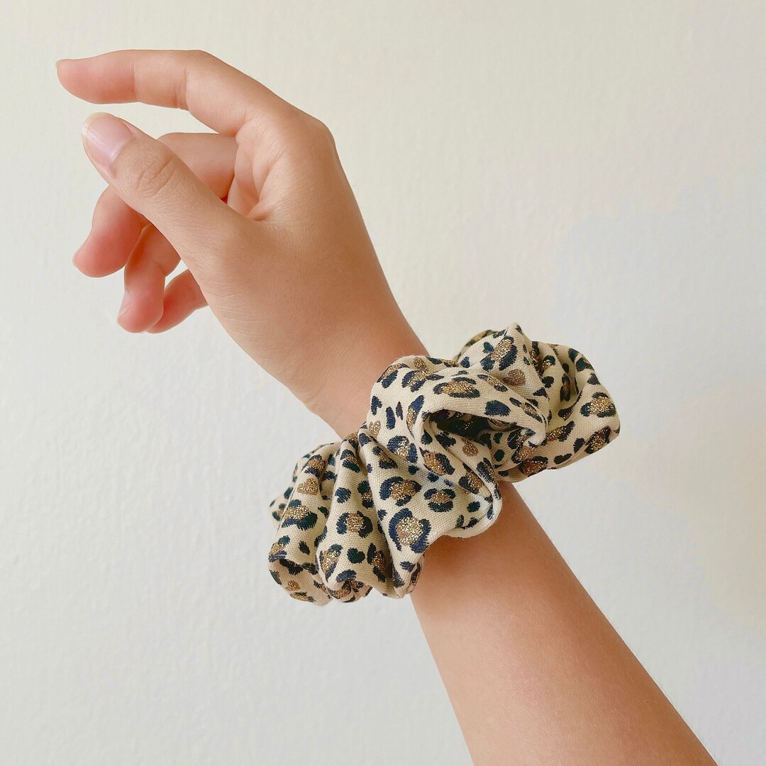 Glitter Cheetah Pattern Scrunchies | Animal Print Scrunchies - Etsy