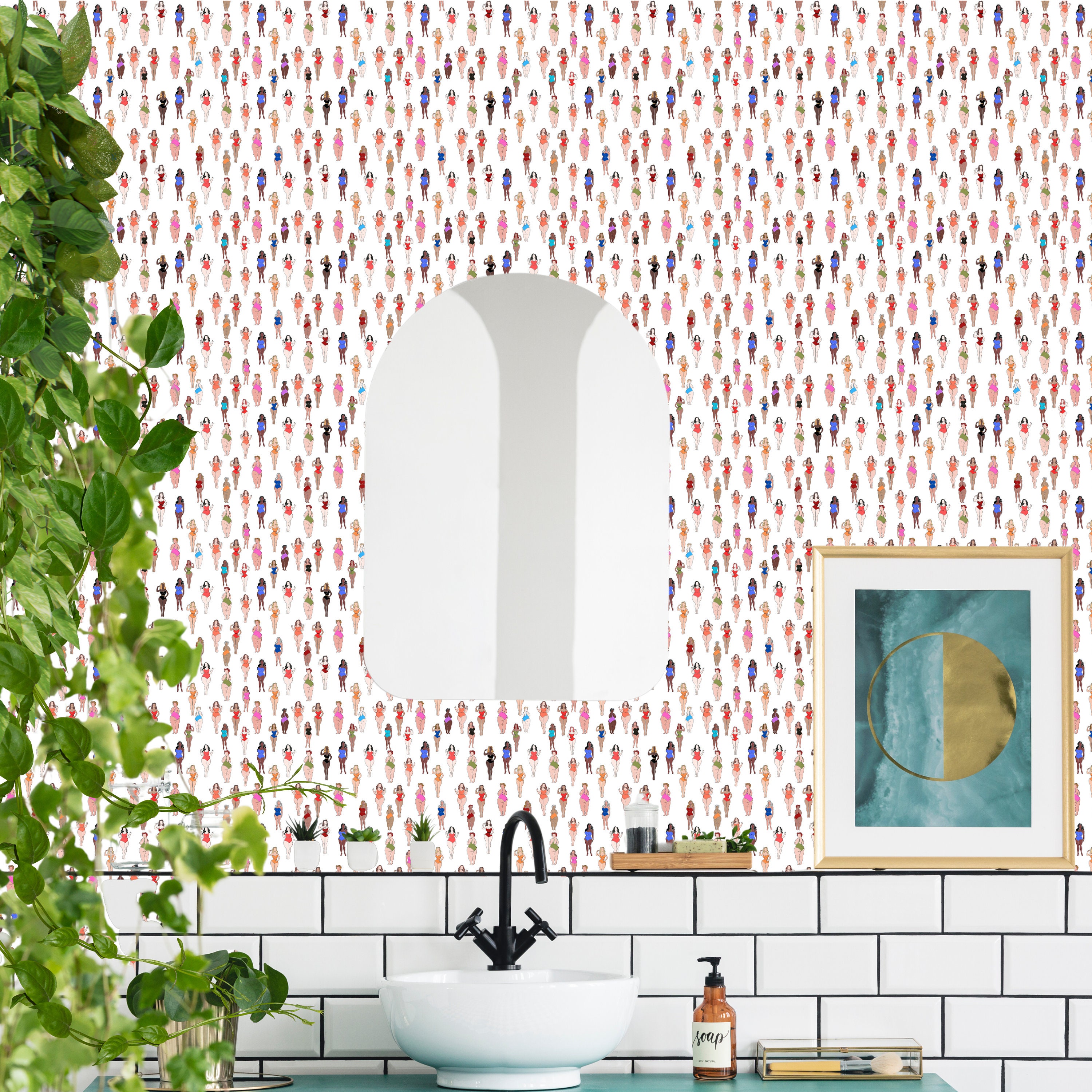Body Positive Women Wallpaper Peel and Stick Women's Silhouette ...
