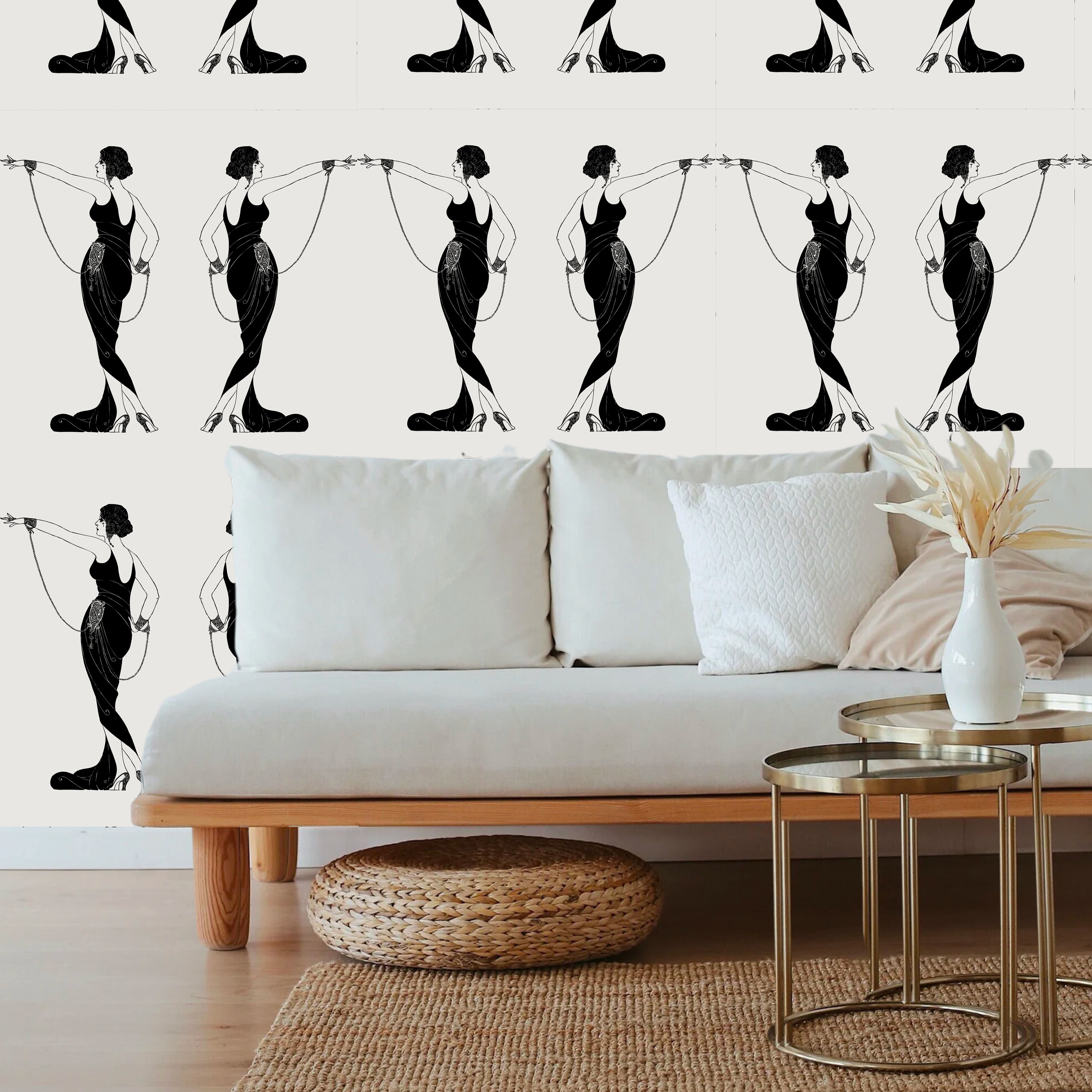 Art Deco Wallpaper, Women Figure Wallpaper, Peel and Stick Wallpaper ...
