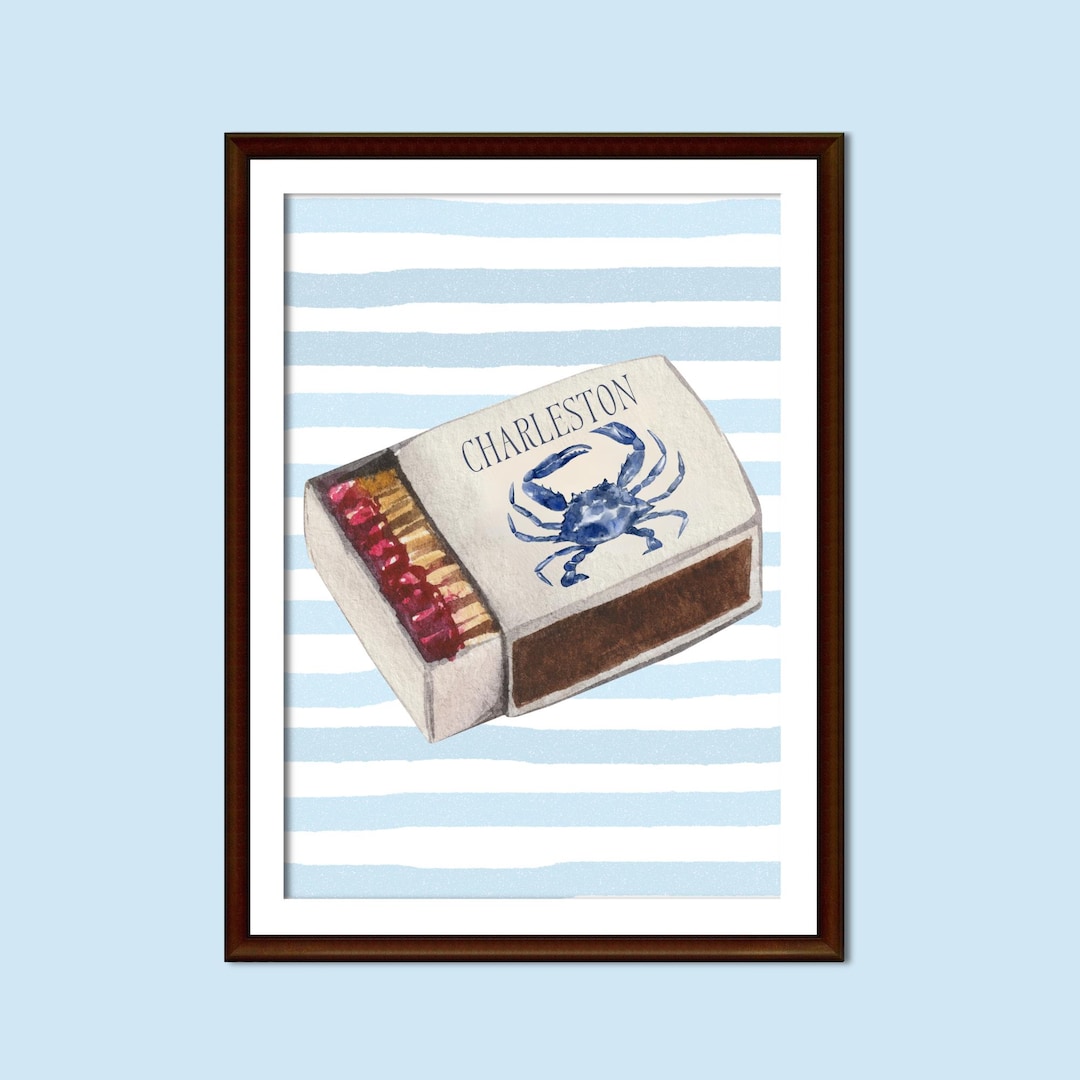 Matchbox Print, Trendy Costal Print, Digital Print, Blue Coastal Print ...