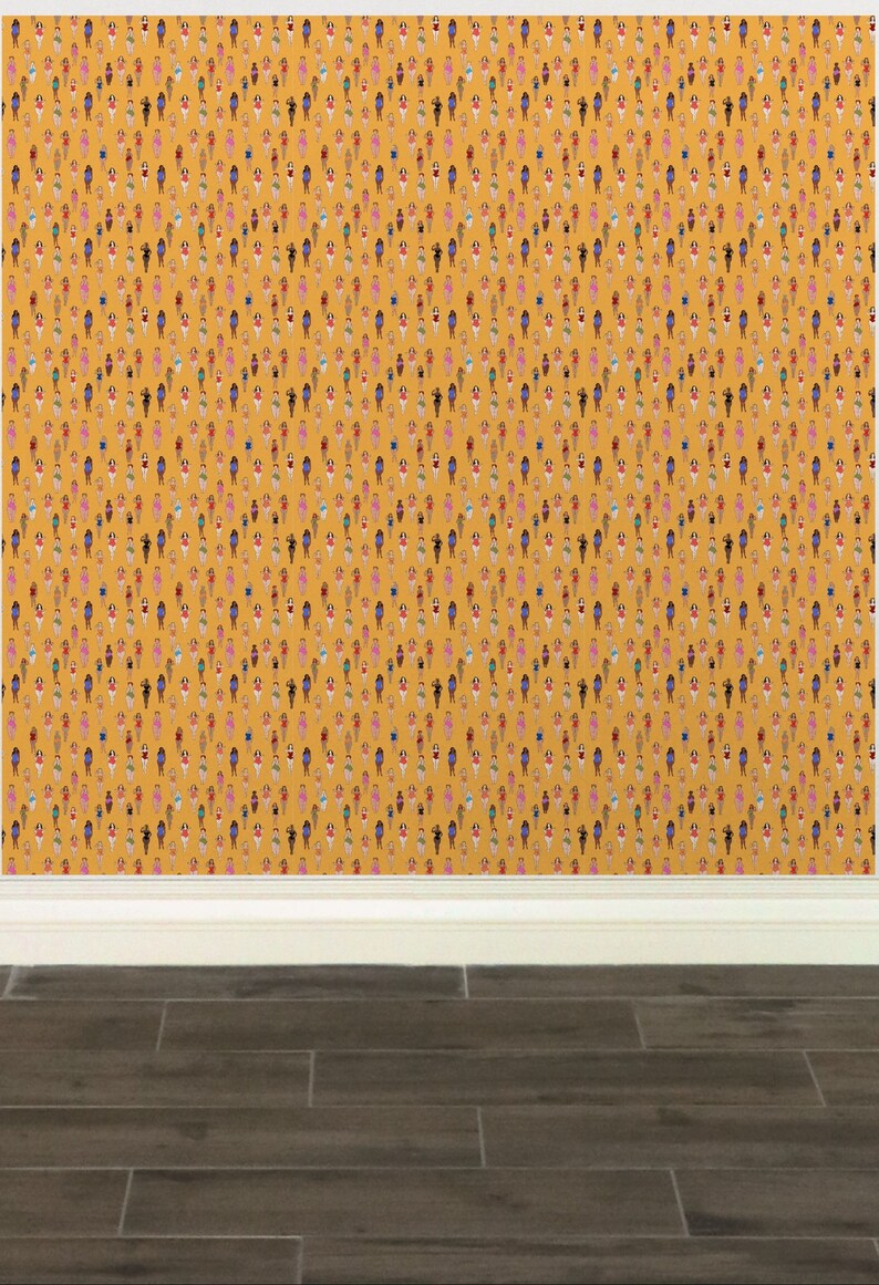 Body Positive Body Line Art Peel and Stick Wall Paper | Yellow Funky ...