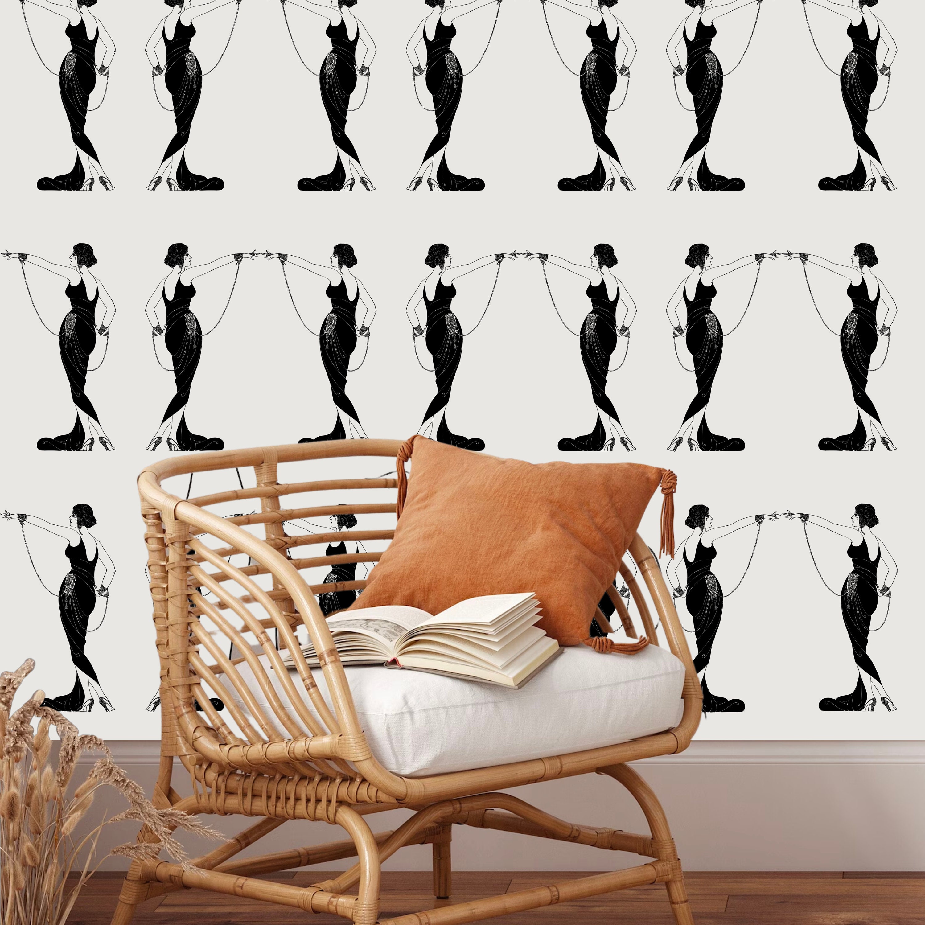 Art Deco Wallpaper, Women Figure Wallpaper, Peel and Stick Wallpaper ...
