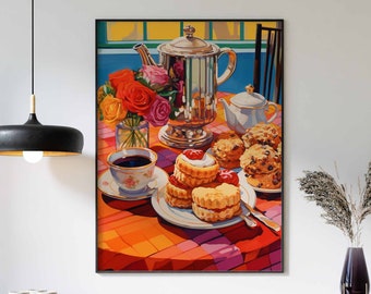 British Tea and Scones Poster, British Food Print, English Food Poster ...