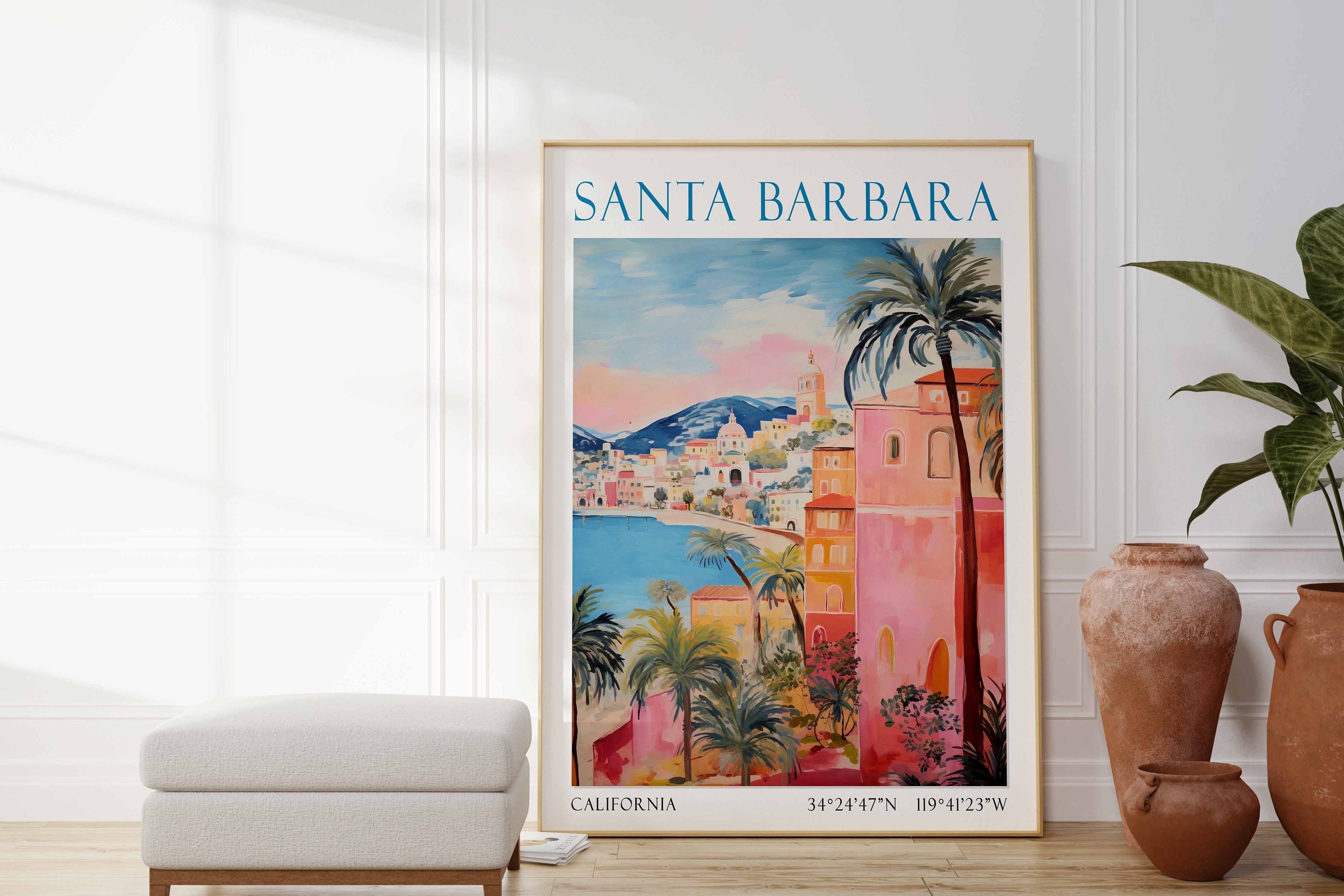 Santa Barbara Travel Poster, Santa Barbara Print, California Poster ...