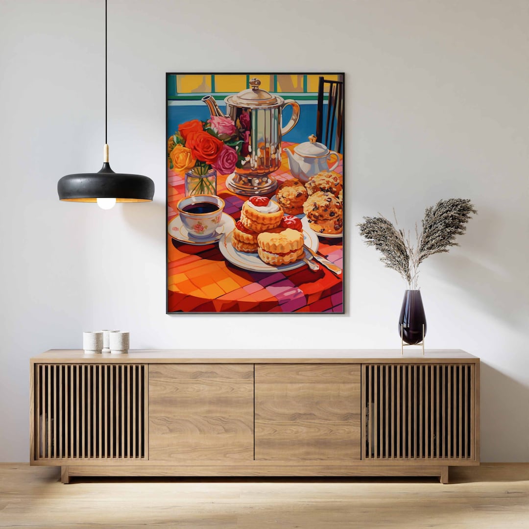 Food Print, English Tea and Scones Print, Kitchen Decor, Food Poster ...