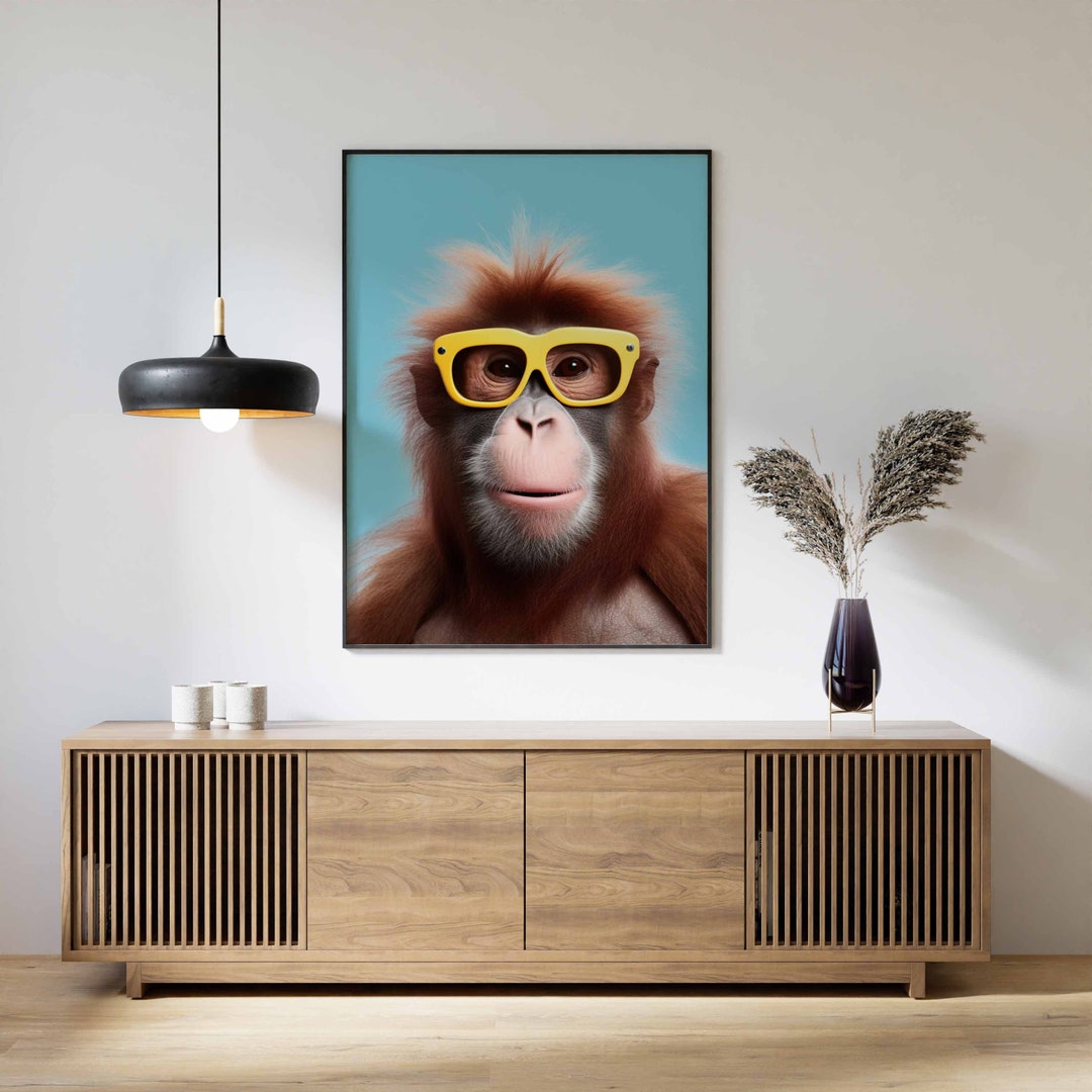 Monkey Print, Monkey Poster, Funny Animal Décor, Animal Print, Animal ...
