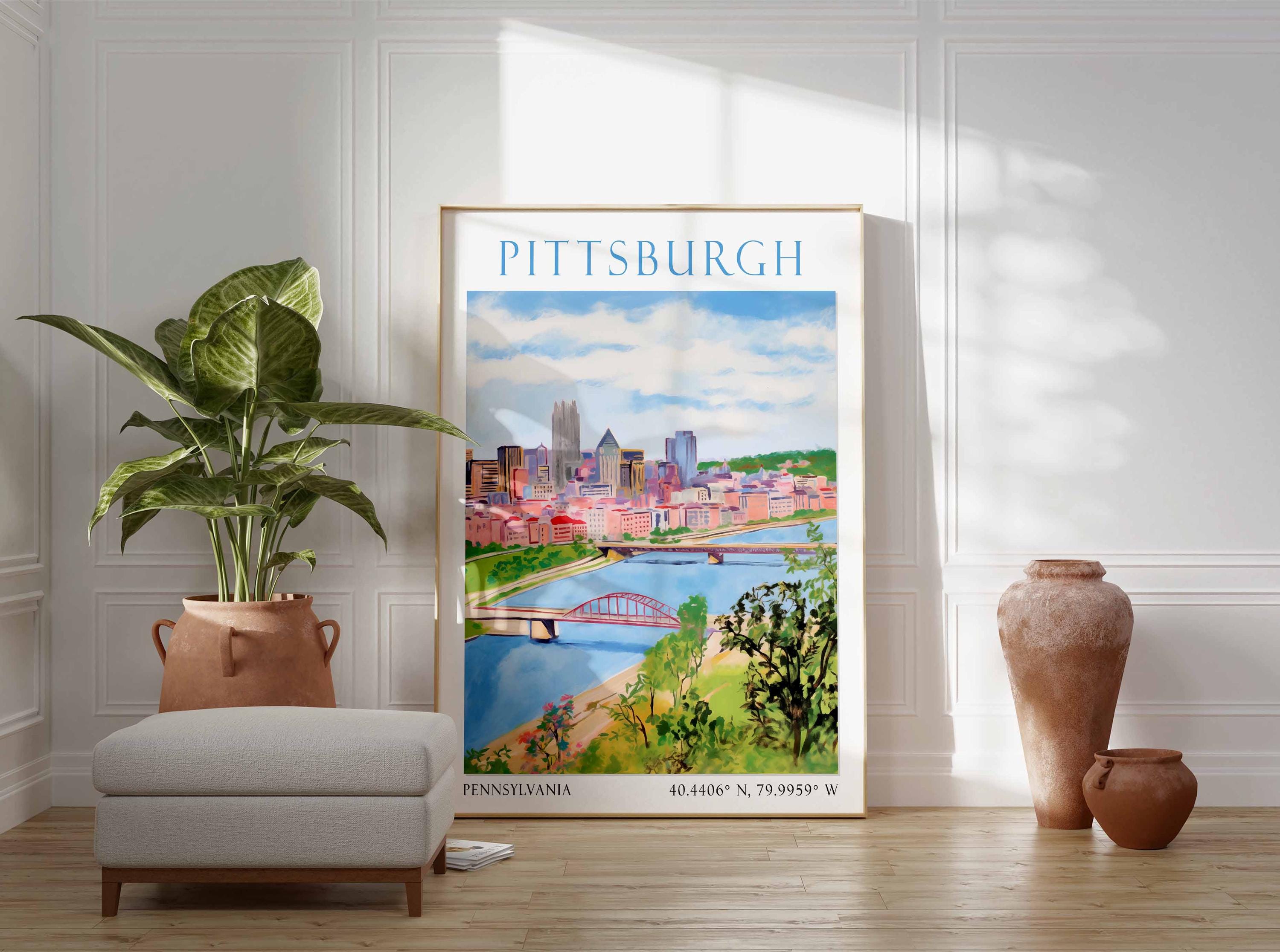 Pittsburgh Travel Print - Pittsburgh Poster, Pennsylvania Wall Art ...