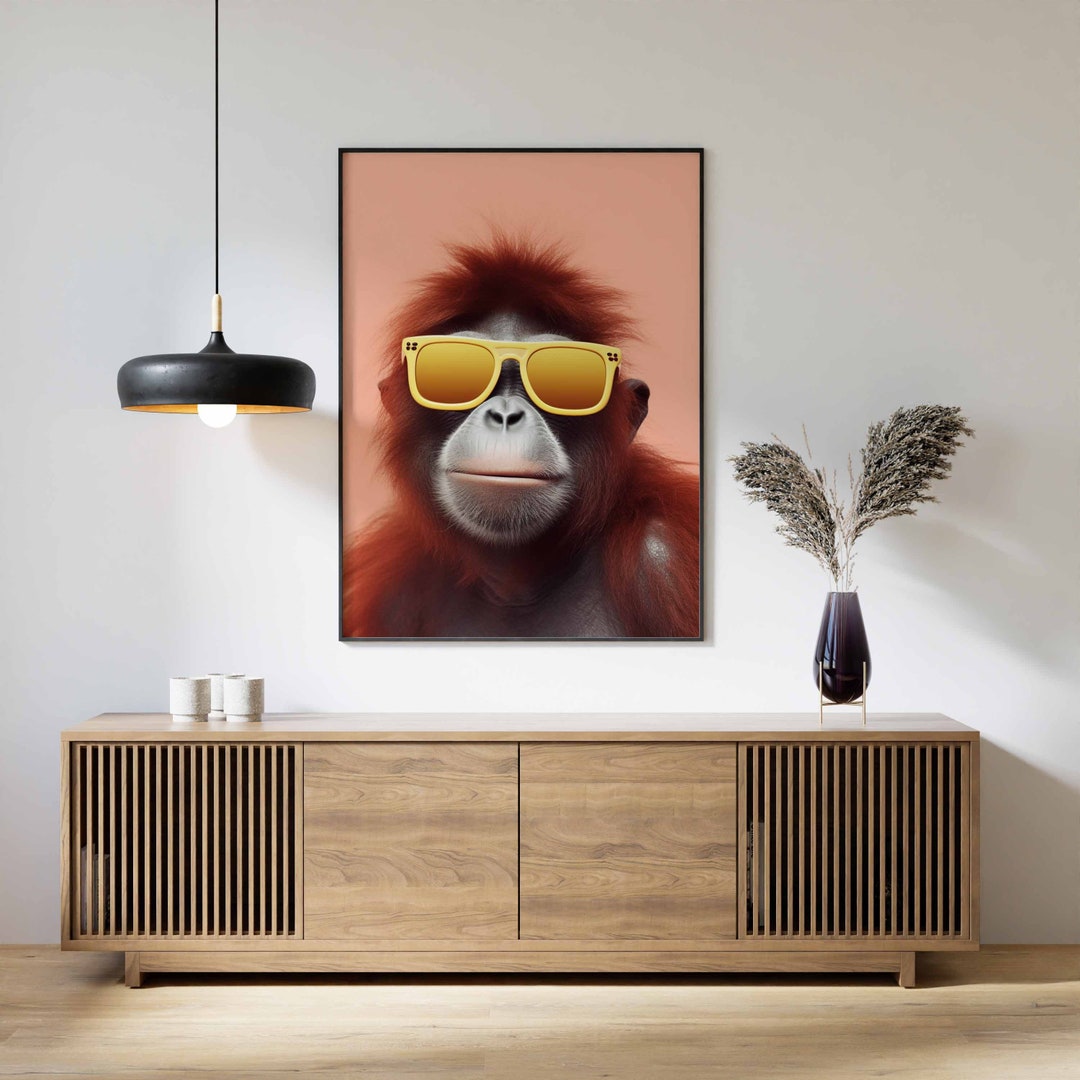 Monkey Print, Monkey Poster, Funny Animal Décor, Animal Print, Animal ...