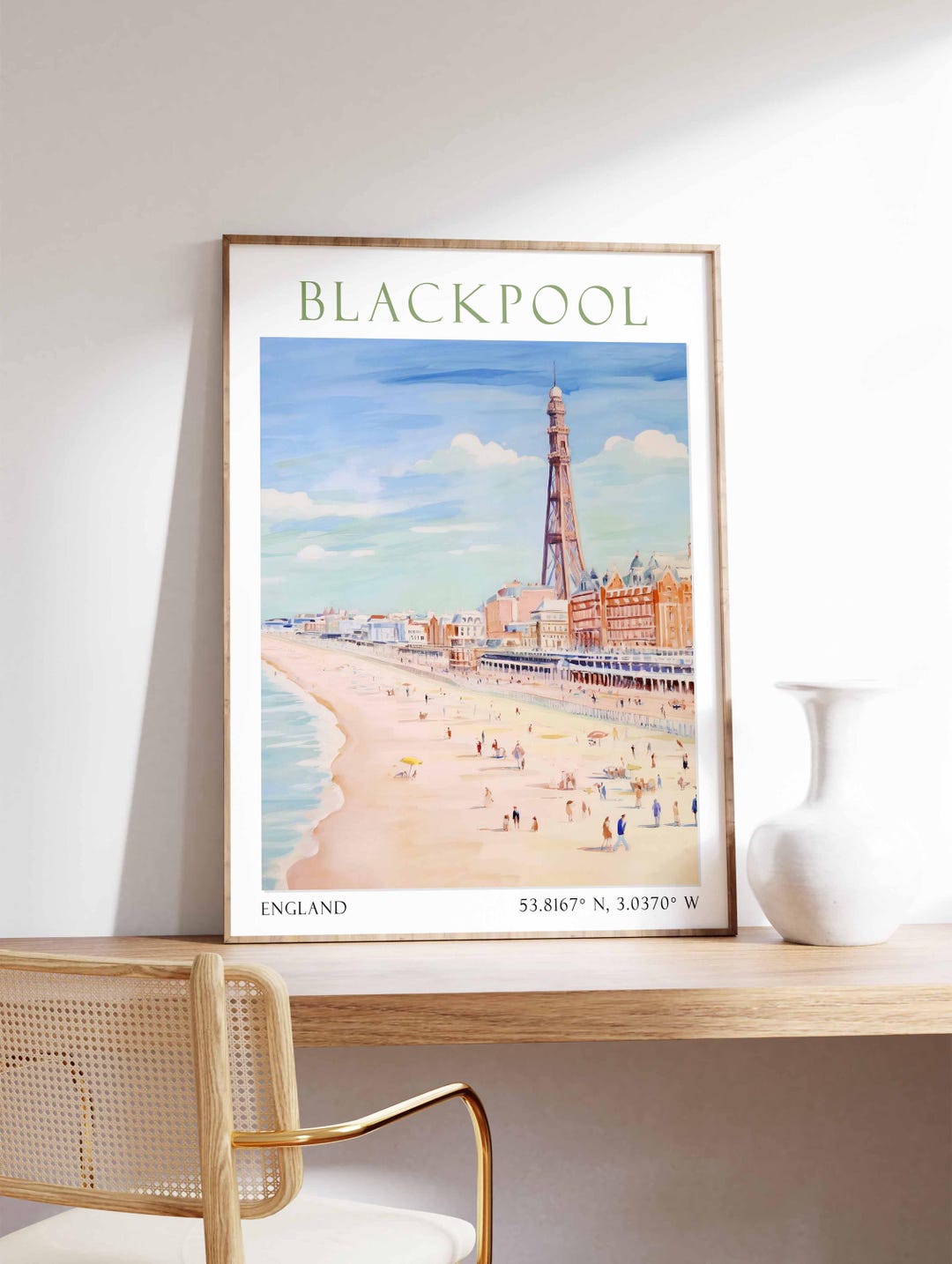 Blackpool Travel Poster, Blackpool Tower Print, Seaside Wall Art ...