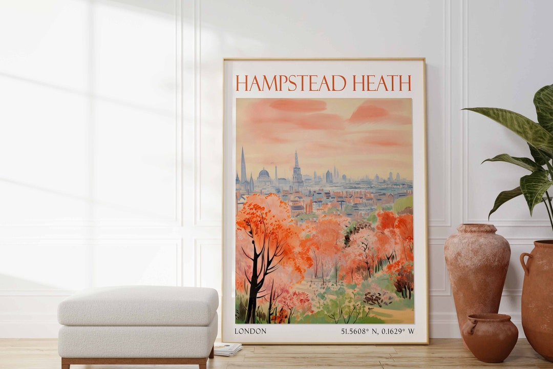 Hampstead Heath London Print, Hamstead Heath Vintage Art, London Poster ...