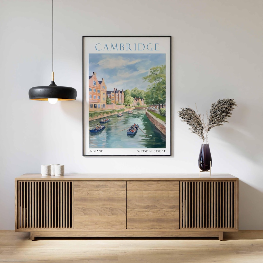 Cambridge Travel Print, Cambridge Travel Poster, United Kingdom Wall ...