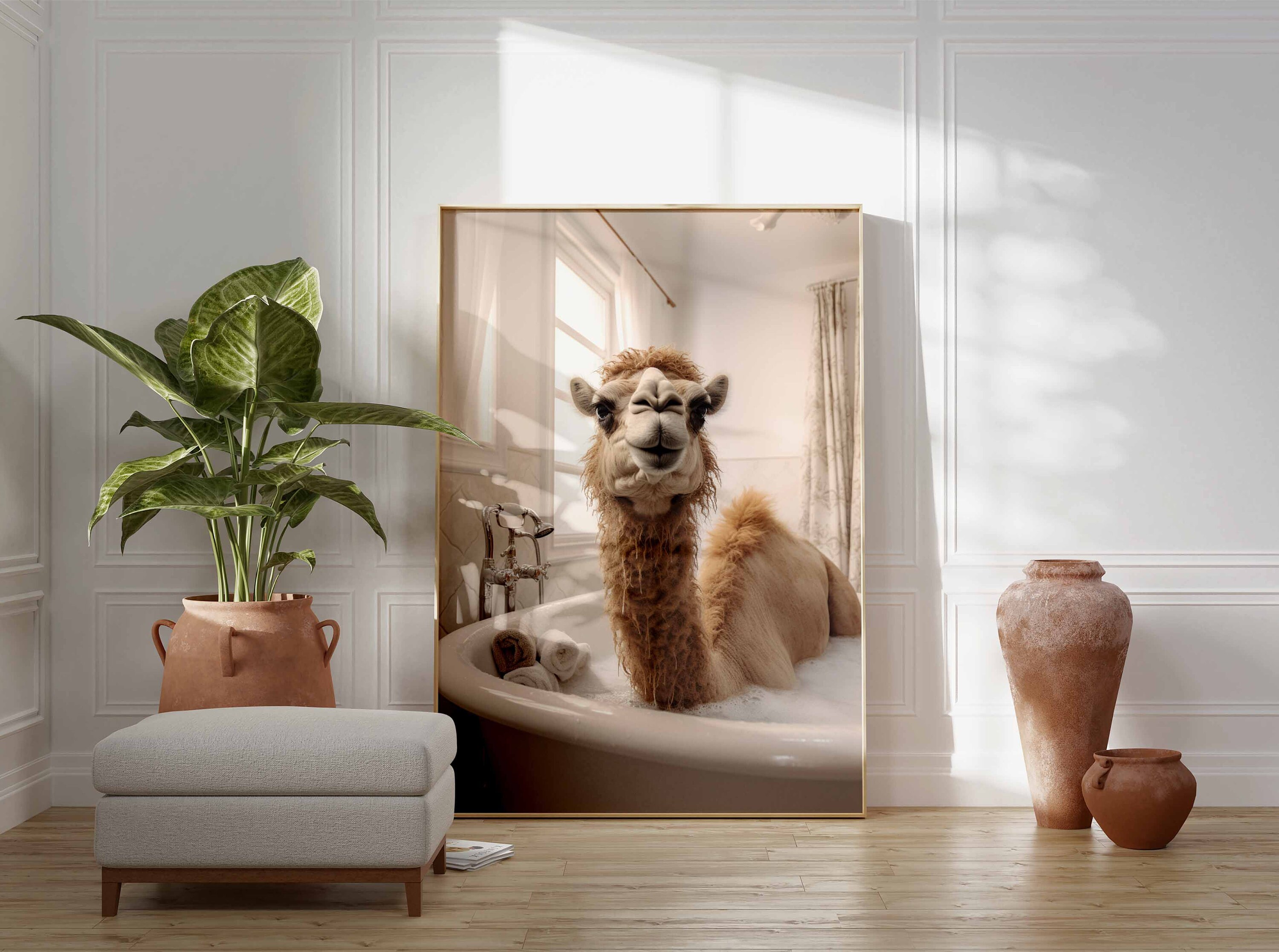 Camel in Tub Wall Art, Camel Art, Bathroom Art Print, Funny Bathroom ...